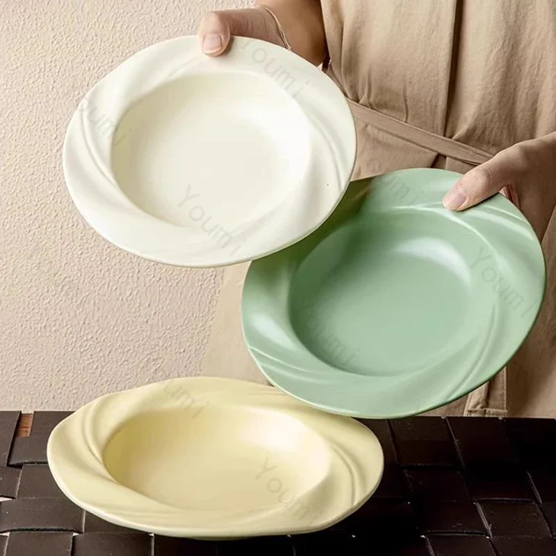 Light-Luxury-Solid-Color-Ceramic-Plate-High-End-Restaurant-Pasta-Plates ...