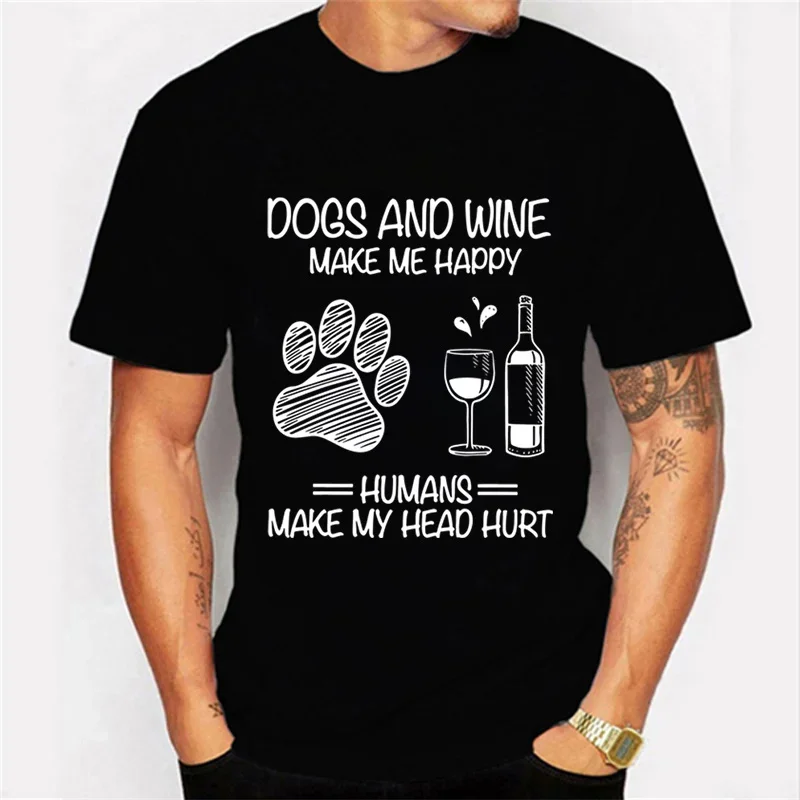 Camiseta-con-estampado-de-perros-y-vino-para-hombre-camisa-con ...