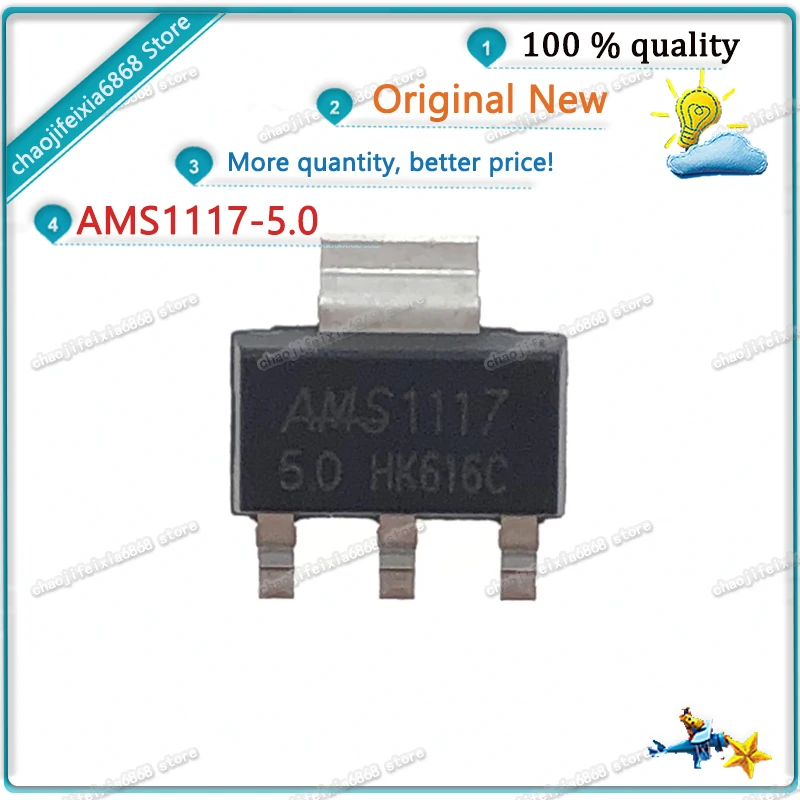 ¡50 unidades por lote! Regulador lineal de baja caída, chip LDO, AMS1117 SOT-223 LM1117 1117 ...