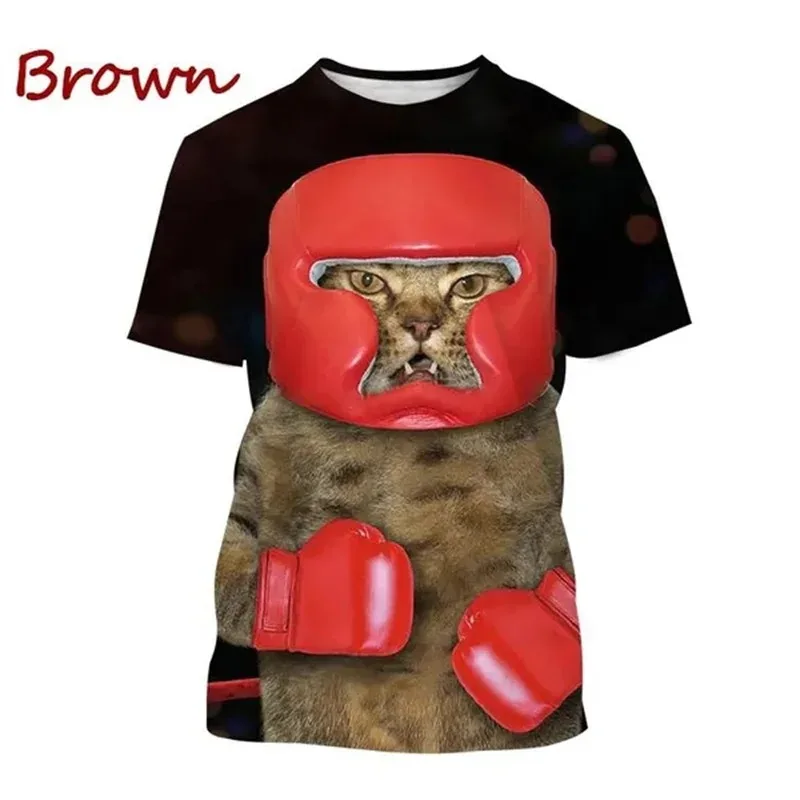 Fun-Boxing-Cat-Novelty-3D-Muay-Thai-Cat-Boxer-Print-Summer-Blaster ...