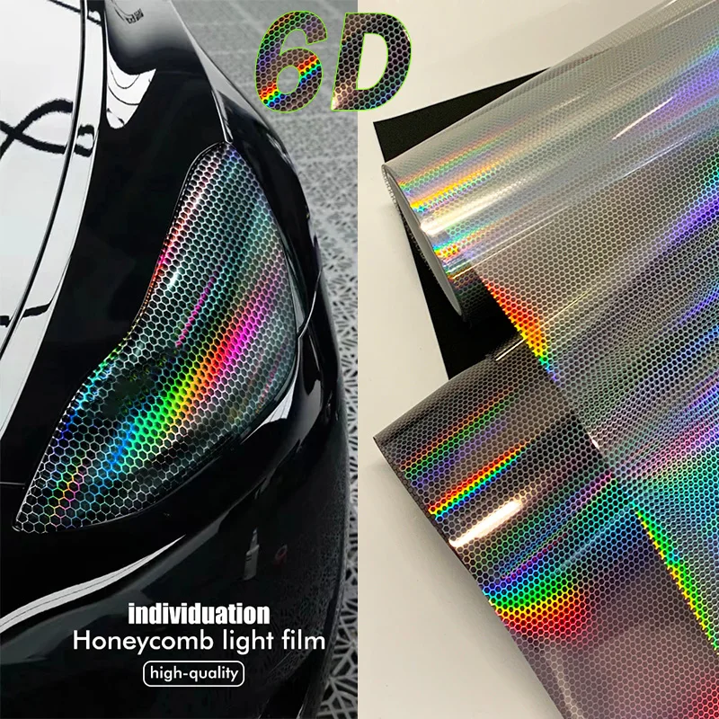 Motorcycle-Car-Laser-Honeycomb-Headlights-Taillight-Lamp-Vinyl-Wrap ...