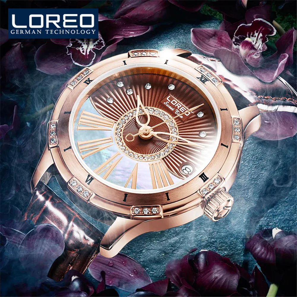 LOREO Reloj de lujo para mujer, pulsera de cristal de zafiro a la moda ...