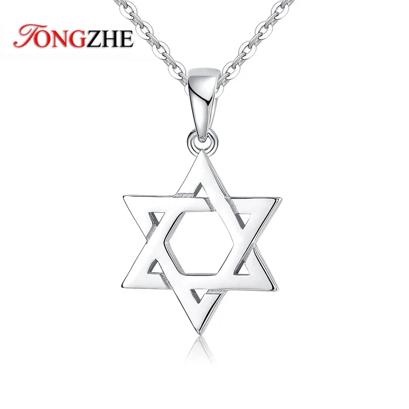 TONGZHE-Collare-Magen-Star-Of-David-925-Sterling-Silver-Pendant-Israel ...