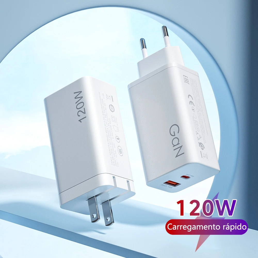 Carregador GaN 120w PD tipo C Adaptador de carga de parede de carregamento rápido para Xiaomi 13 ...