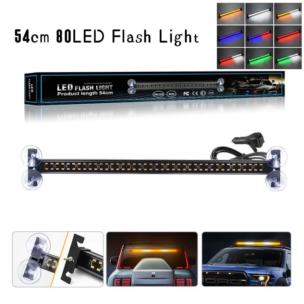 Led 스트로브 경찰 조명 자동차 비상 그릴 경고 램프 80 Led 앞 유리 바 교통 관리자 손전등 자동차 액세서리
