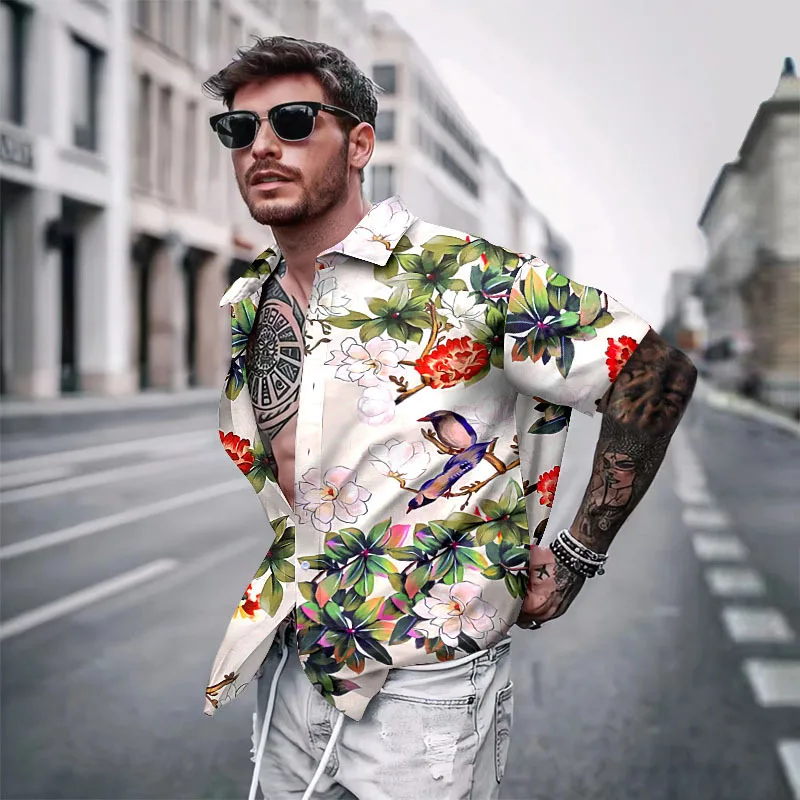 Camisa Havaiana De Luxo Masculina, Blusa Estampada Com
