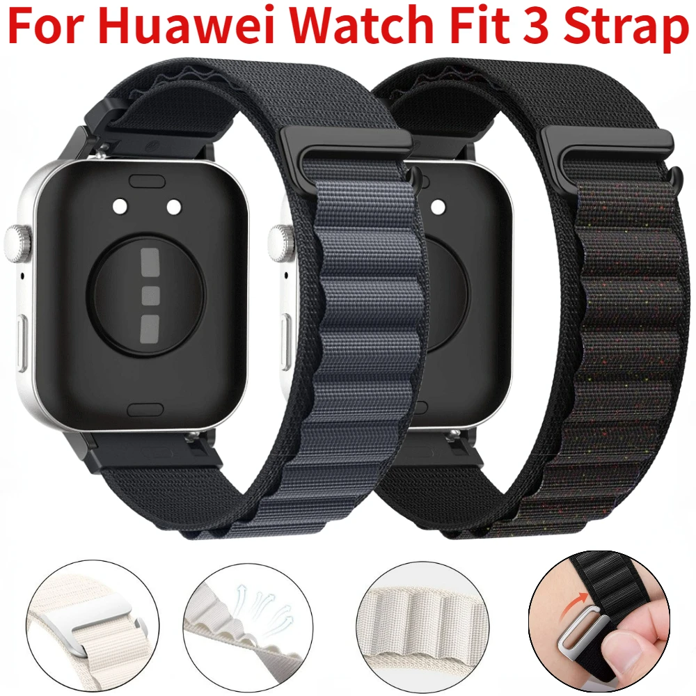 Nylon-Loop-Strap-for-Huawei-Watch-Fit-3-Smart-Breathable-Replaceable ...