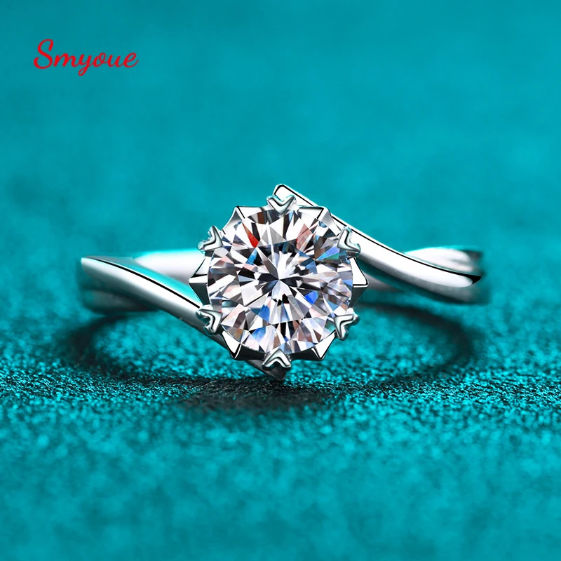 Smyoue 0.3 2 Carat 100% Real Moissanite Ring for Women White Gold ...