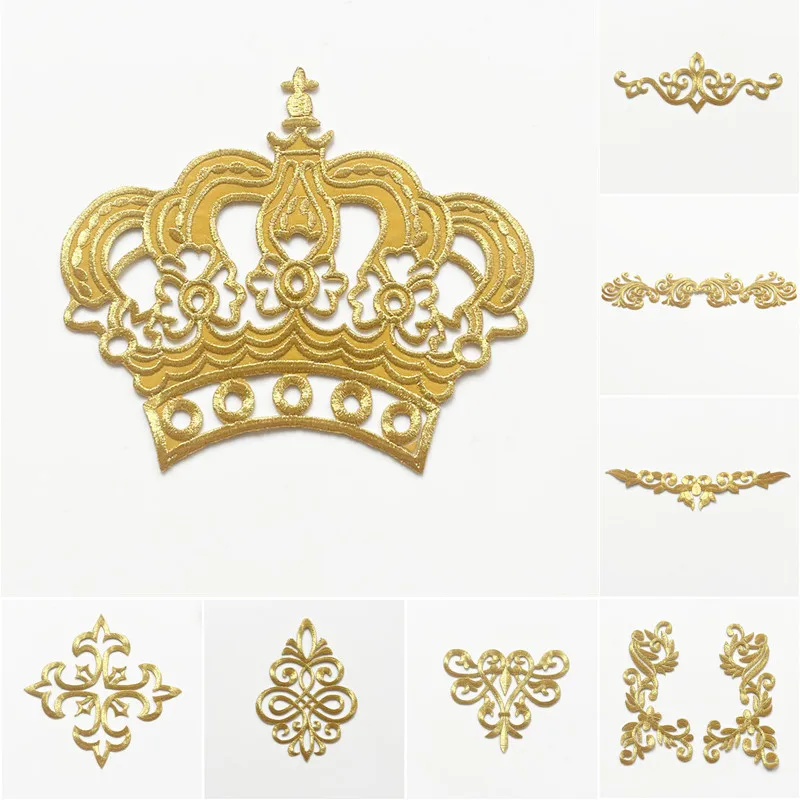 Embroidered-Gold-Silver-Baroque-Flower-Applique-Iron-Sew-On-Patch-For ...