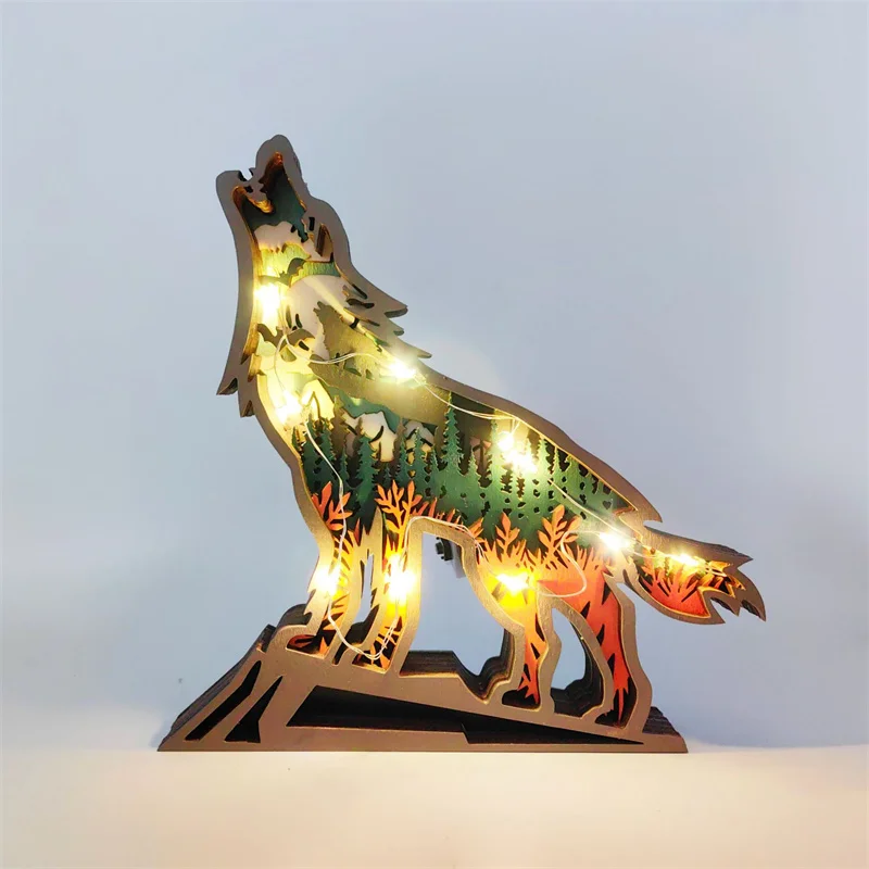 Estatua-de-oso-Lobo-LED-hueco-de-Navidad-artesan-a-de-madera-adorno-de ...