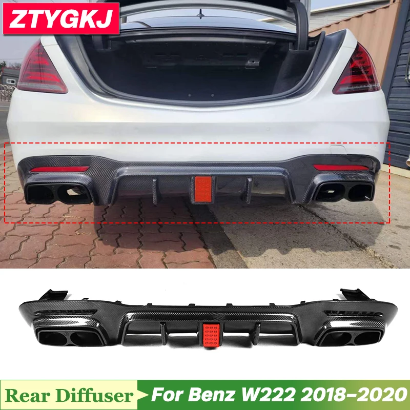 B-Style-High-Quality-Carbon-Fiber-Rear-Bumper-Lip-Diffuser-With-Led ...