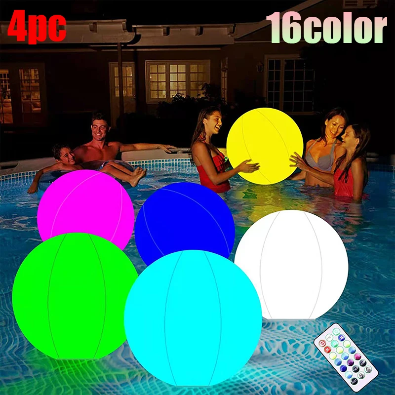 40CM-LED-Glowing-Beach-Ball-Light-Remote-Control-16Colors-Waterproof ...