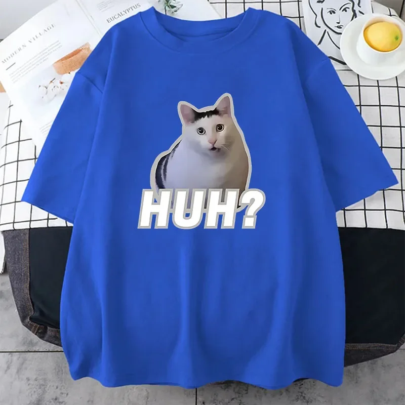 Men-and-Women-T-Shirts-Cute-Huh-Cat-Meme-Funny-Cool-Classic-Harajuku ...