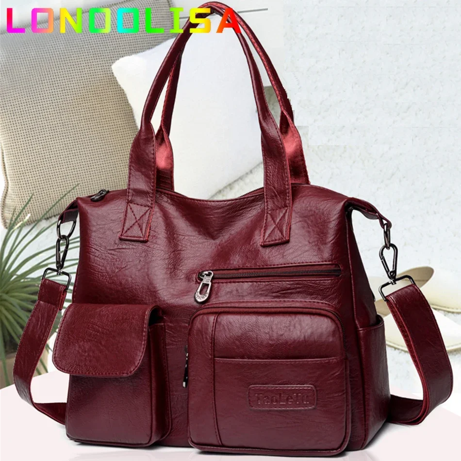 Vintage Stijl Schoudertas Voor Vrouwen Pu Leather Luxe Big Casual Tote ...