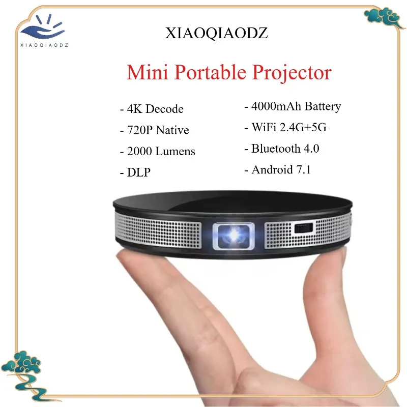 Mini 4K Projector Home Theater Portable DLP Android Smart Wifi ...