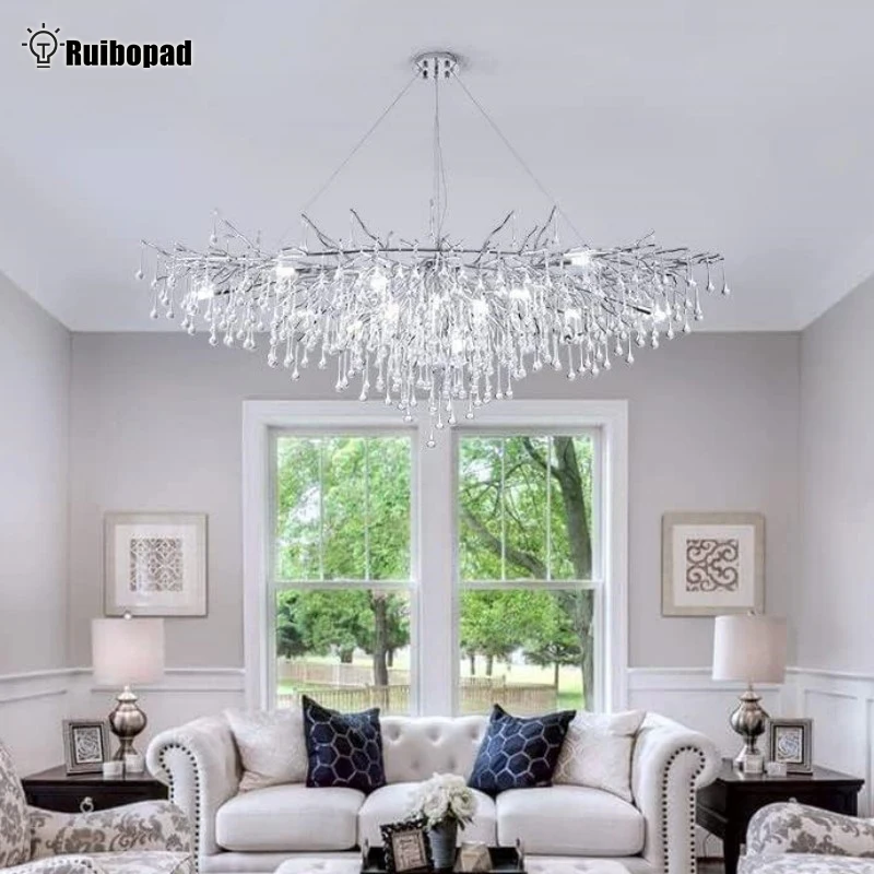 Silver-Rectangular-Crystal-Chandelier-for-Living-Room-Restaurant ...