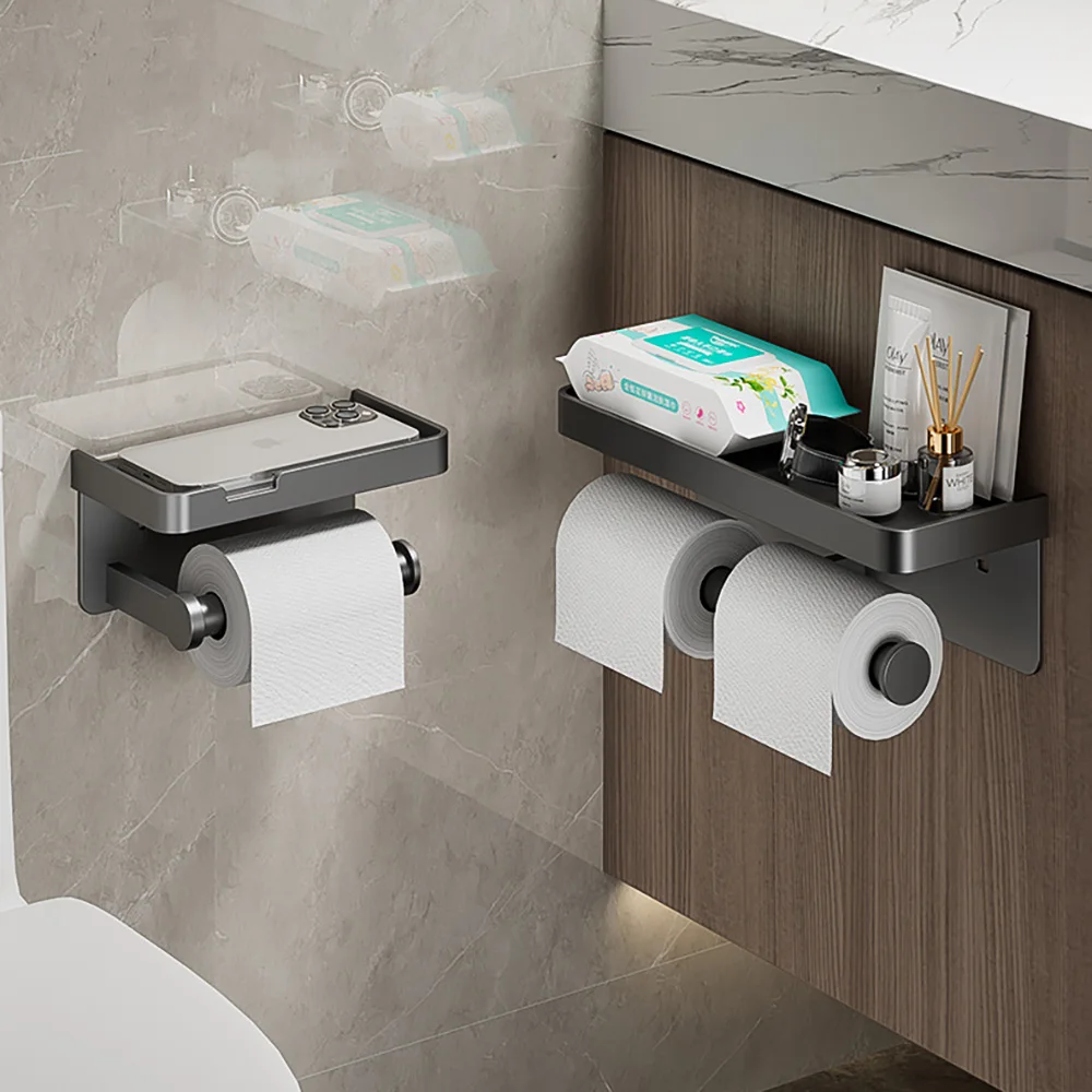 Grote Toiletrolhouder Wall Mounted Papierrolhouder Met Storage Tray Wc ...