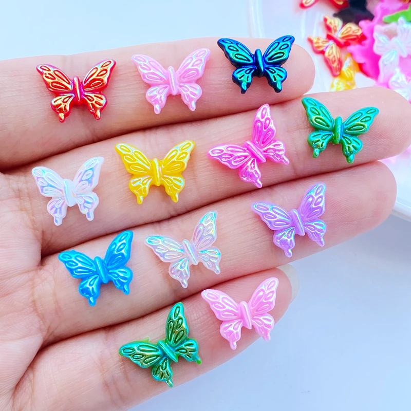 100Pcs-New-Cute-Mixed-Mini-Shiny-Butterfly-Flat-Back-Resin-Cabochons ...