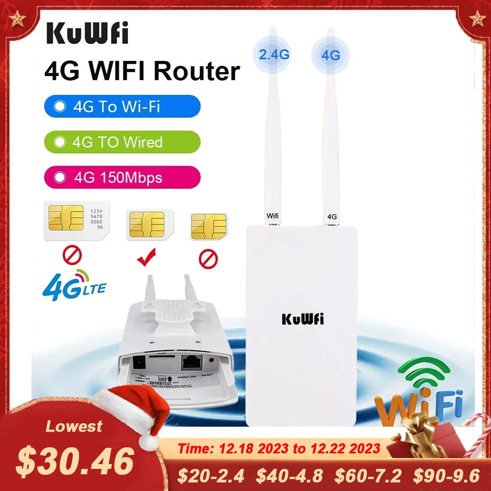 KuWFi-Waterproof-Outdoor-4G-WiFi-Router-150Mbps-CAT4-LTE-Routers-3G-4G ...