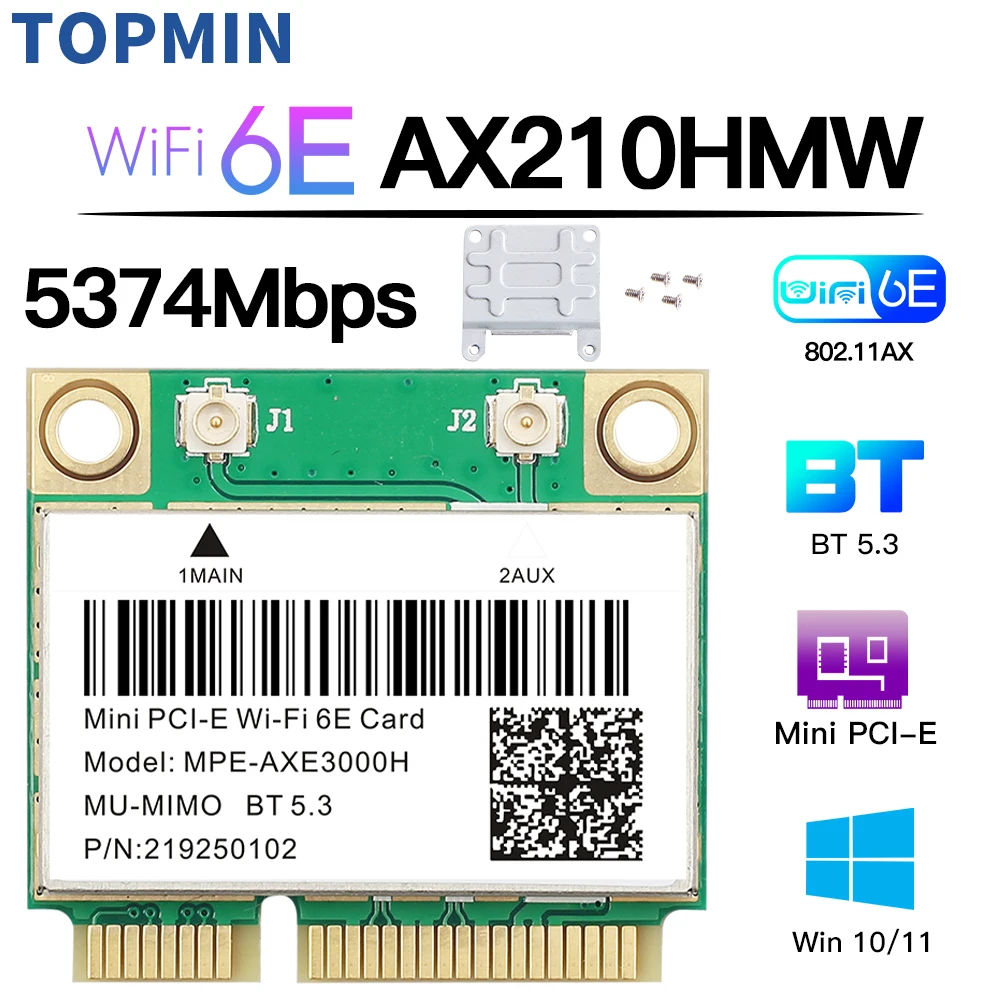 WiFi 6E AX210HMW Mini PCI-E Wifi Network Card Bluetooth 5.3 For AX210 ...