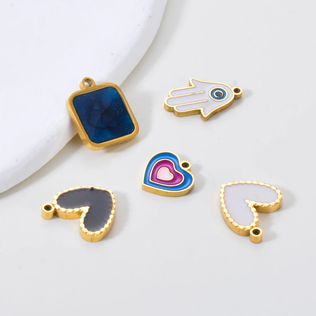 10pcs-lot-Simple-Stainless-Steel-Heart-Square-Palm-Enamel-DIY-Charms ...
