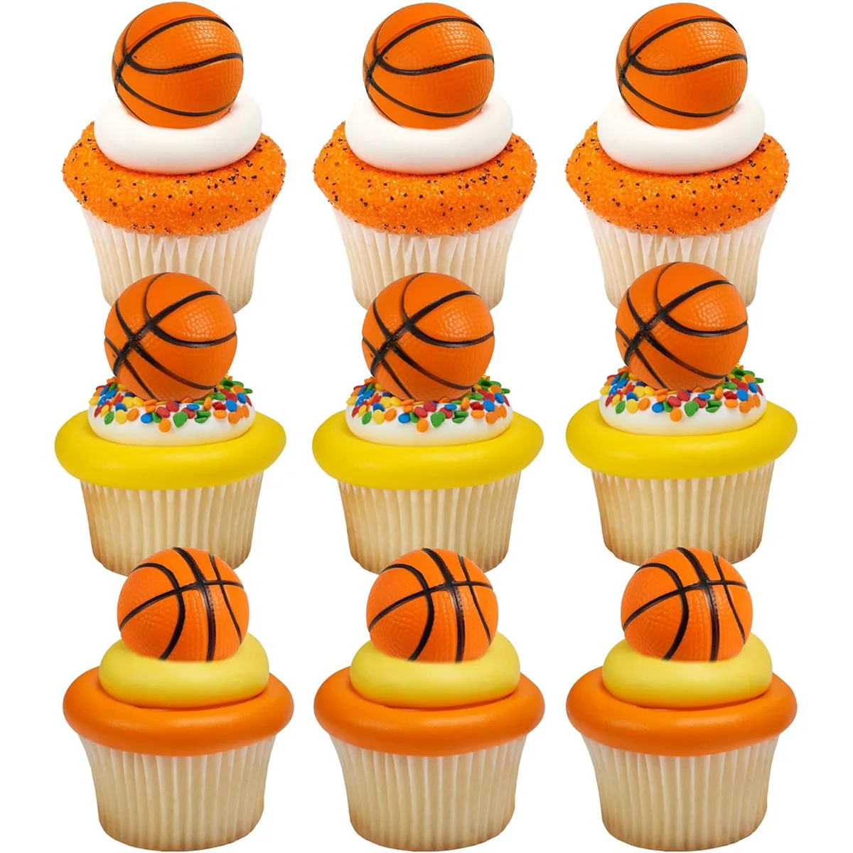 10Pcs Basketball Cake Toppers 3D Basketball Cake Pick Decorations for ...