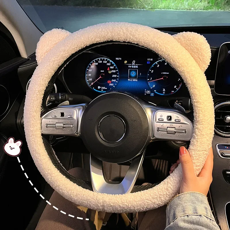 Winter-Car-Steering-Wheel-Handle-Cover-Plush-Non-slip-Cute-Cartoon ...