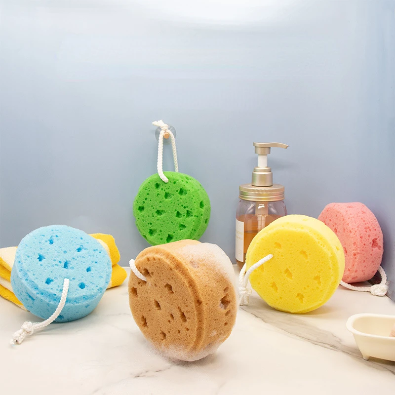 Round Seaweed Bath Sponge Children Bath Sponge Honeycomb Foaming Bath ...