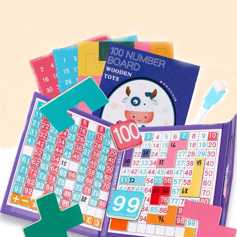 Wooden-1-100-Magnetic-Number-Puzzle-Board-Children-Toys-Mathematics ...