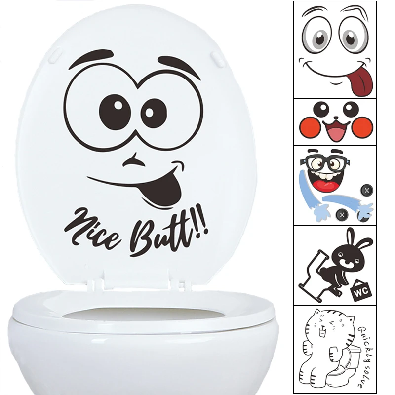 Funny-Toilet-Stickers-Creative-Cartoon-Smiley-Face-Wall-Sticker-Self ...