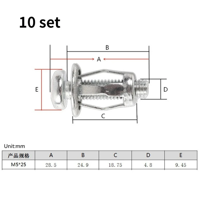 10set M5 M6 Petal Rivet Lock Nut Bolt Expansion Clamp Hollow Wall Iron ...