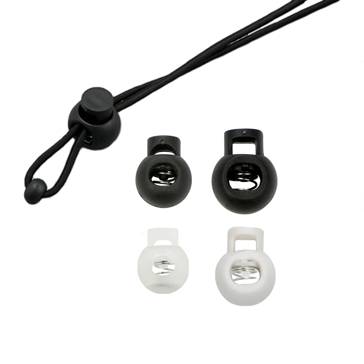20Pcs Plastic Sphere Type Single Hole Cord Lock Stopper Rope Spring ...