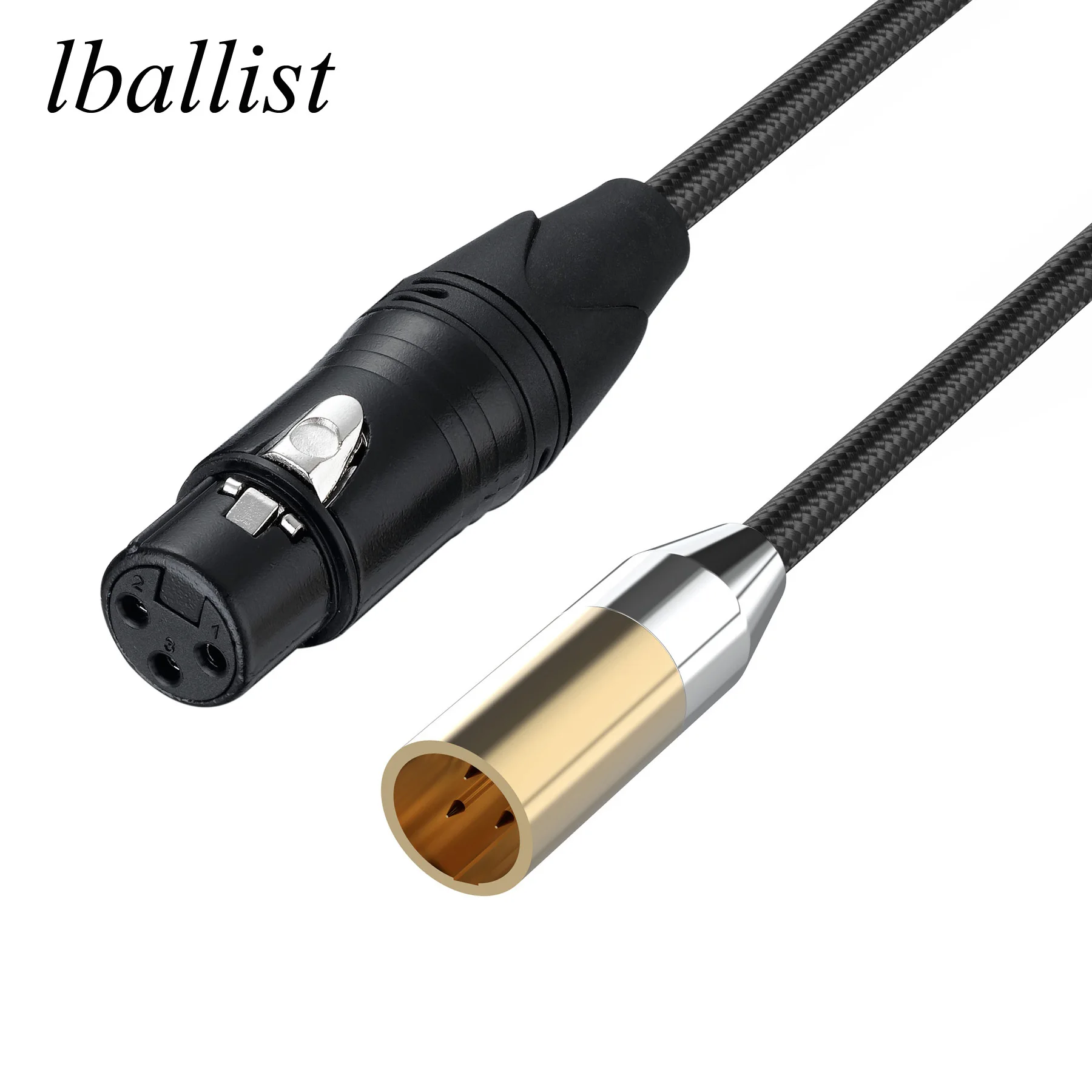 lballist-Gold-Plated-3Pin-Braided-Mini-XLR-Male-Female-to-XLR-Male ...