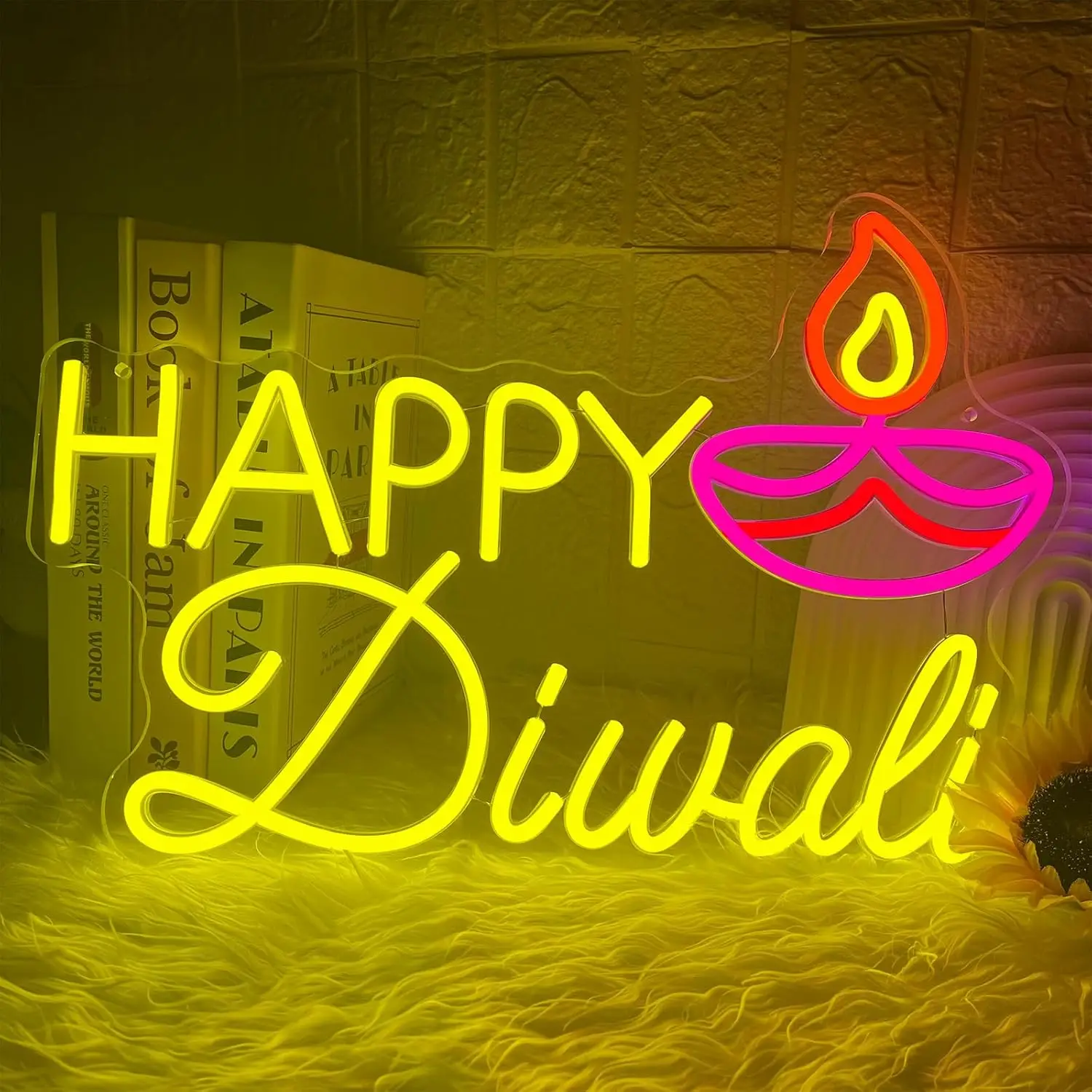 Happy Diwali Neon Sign USB Dimmable LED Neon Light for Indian Diwali ...
