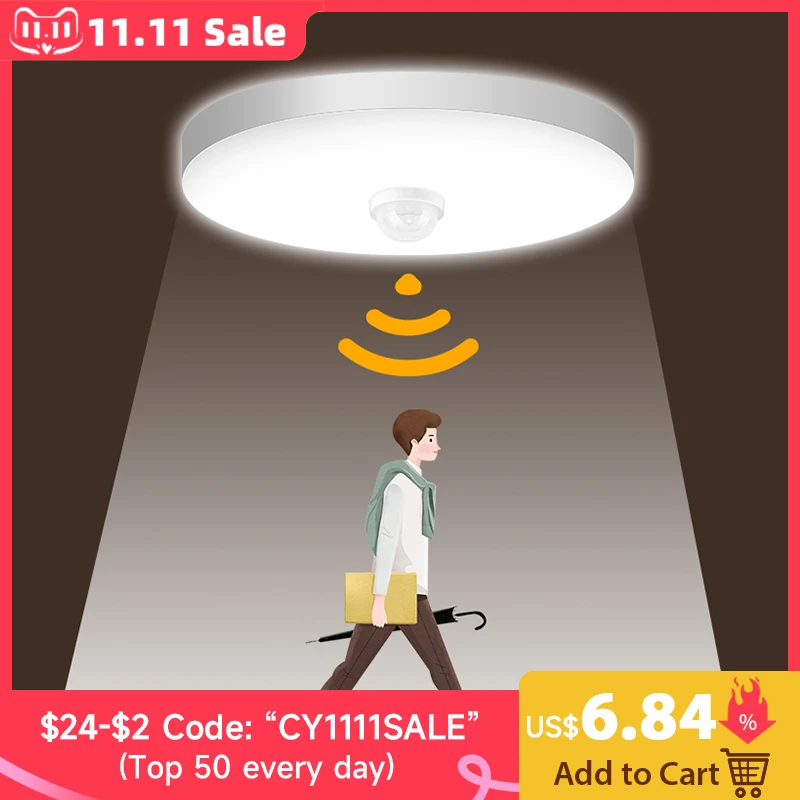 Modern-LED-Ceiling-Lights-PIR-Motion-Sensor-Ceiling-Lamps-12-18W-Night ...