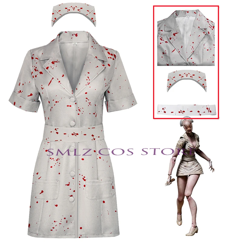 Zombie-Nurse-Cosplay-Uniform-Anime-Silent-Hill-2-Costume-Bloodstain ...