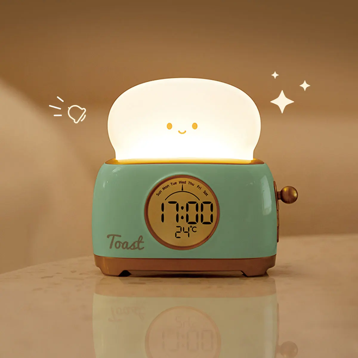 Toaster-Night-Light-Alarm-Clock-Children-Alarm-Clock-Bedside-Luminous ...