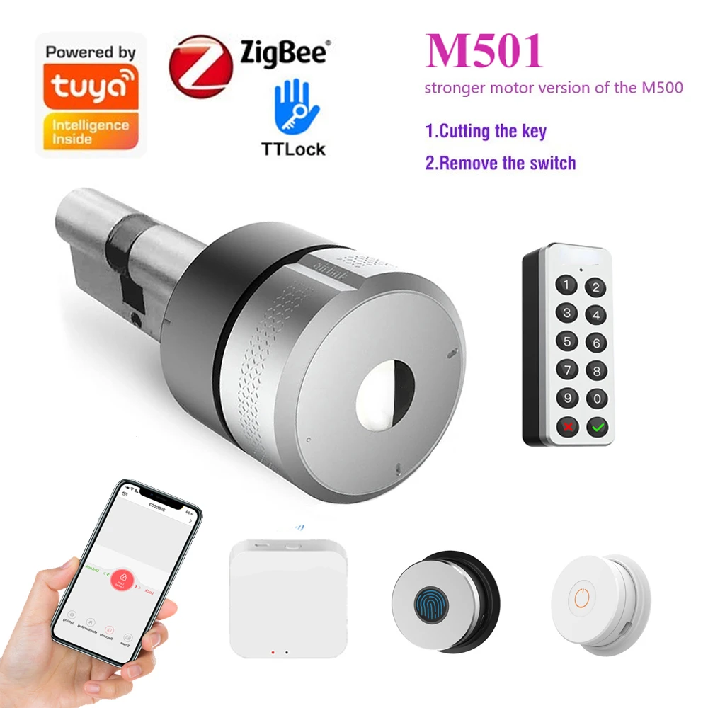 M501 Tuya Zigbee Smart Lock Ttlock Cylinder Fingerprint Bluetooth Door ...