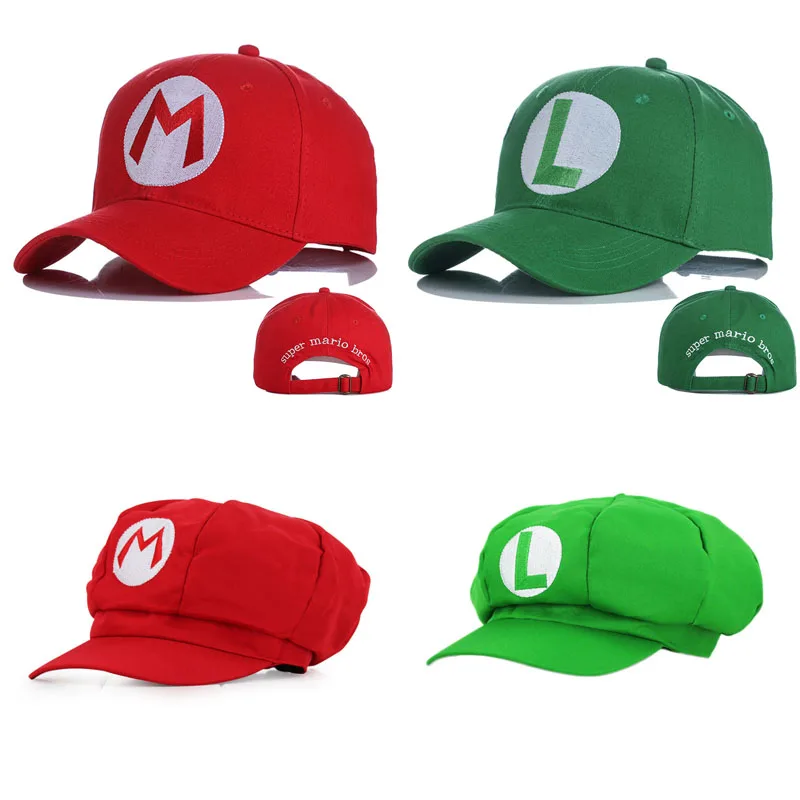 Super Marios Bros Cartoon Hat Luigi Embroidery Anime Figure Peripherals ...