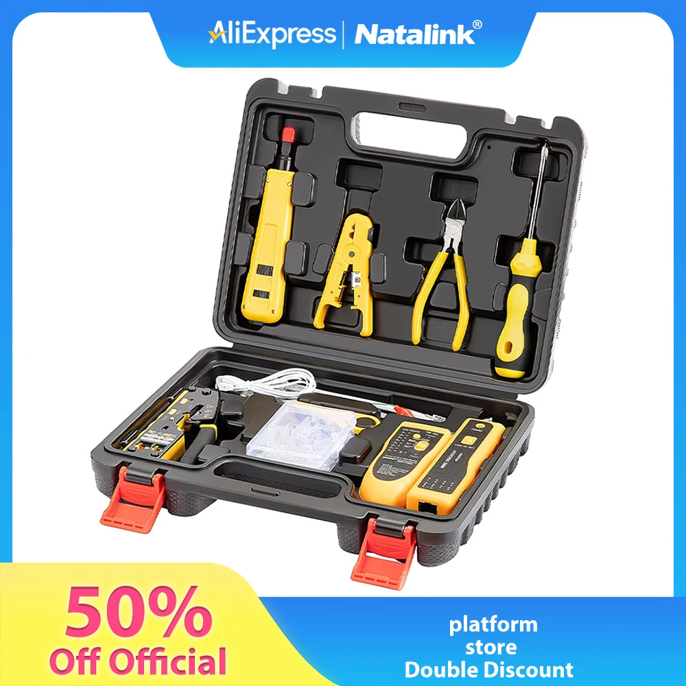 Natalink Network Tool kit RJ45 Crimp Tool Pass Through Crimper, Wire ...