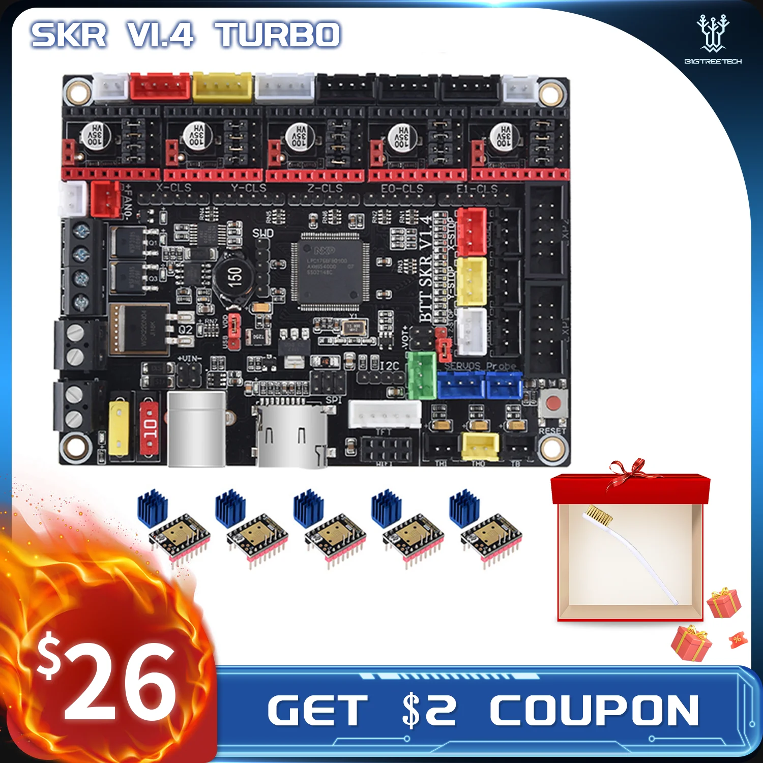 Bigtreetech Skr V1.4 Turbo Skr2 32 Bit Motherboard Upgrade Skr V1.4 Control Board Tmc2208 ...