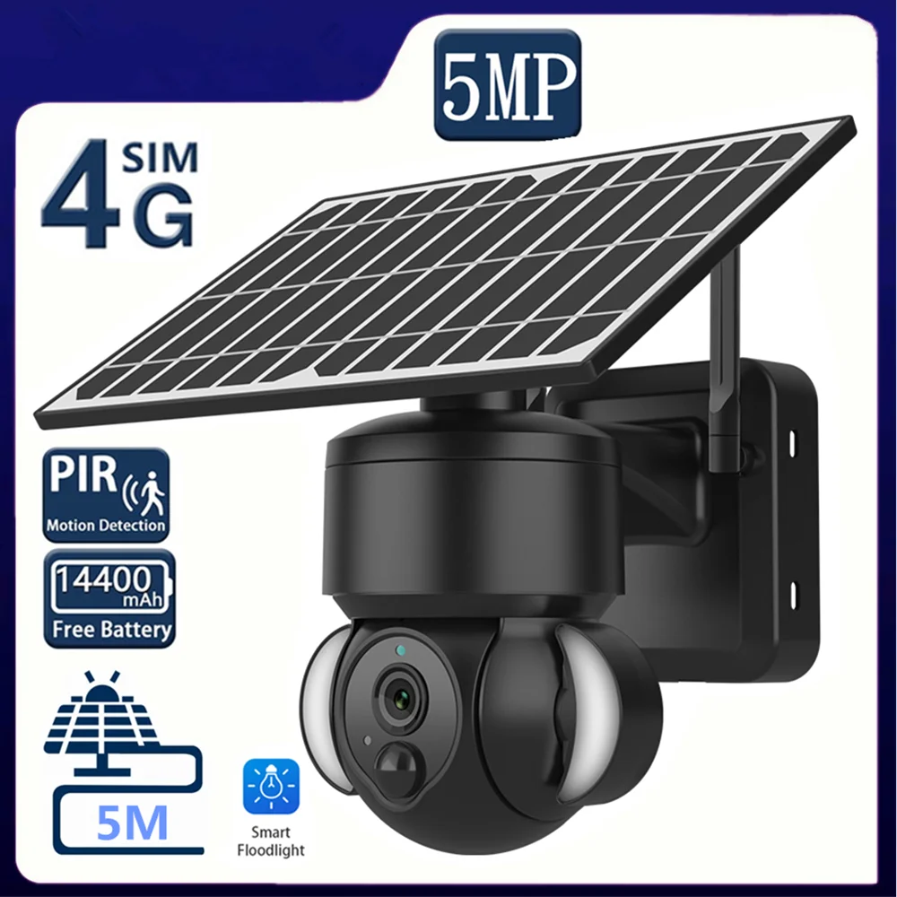 5MP Security Camera Solar Video Surveillance CCTV Security Protection ...