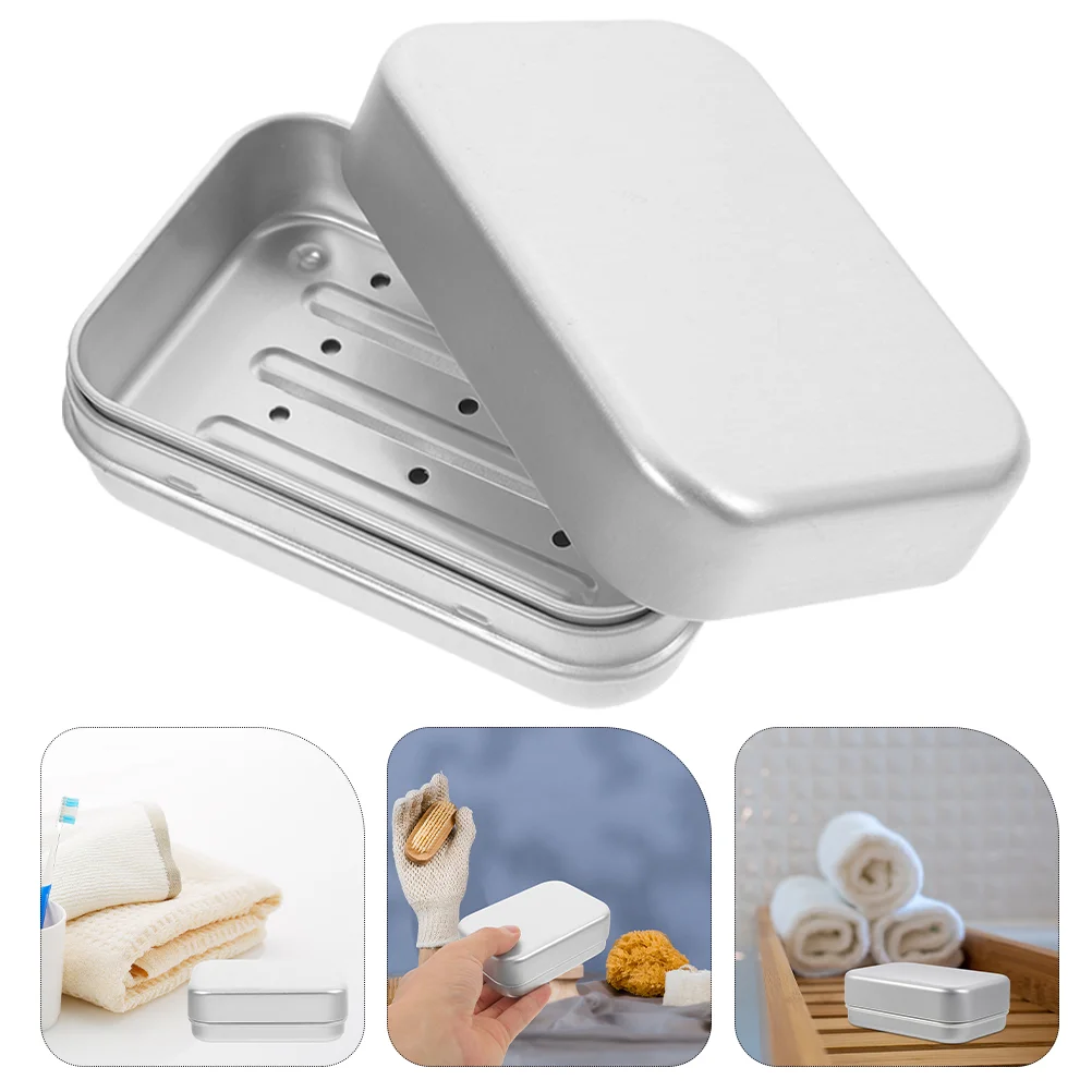 2 Pcs Square Aluminum Soap Box Bar Container for Traveling Case Tray ...