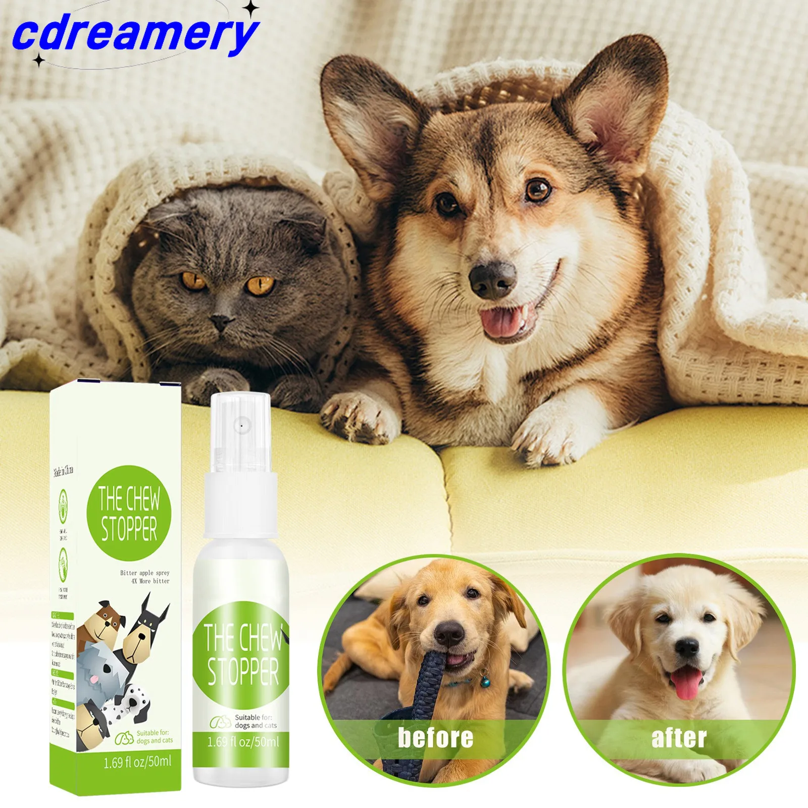 CDY 50ml Cat Deterrent Spray ,Pet Restricted Area Spray, Repel Cats And ...