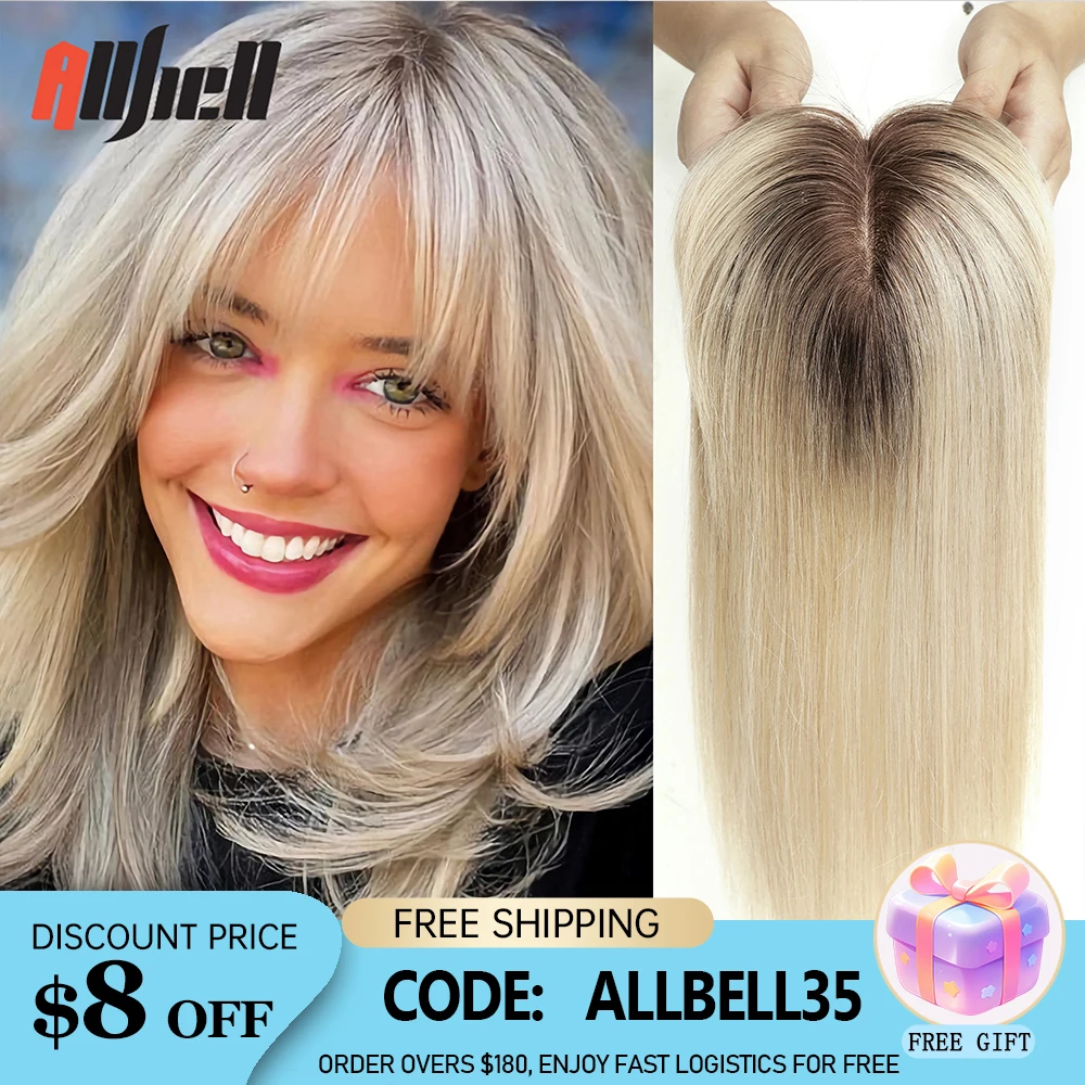 Ombre Brown Blonde 100% Remy Human Hair Toppers 10 Inch Hairs Topper ...