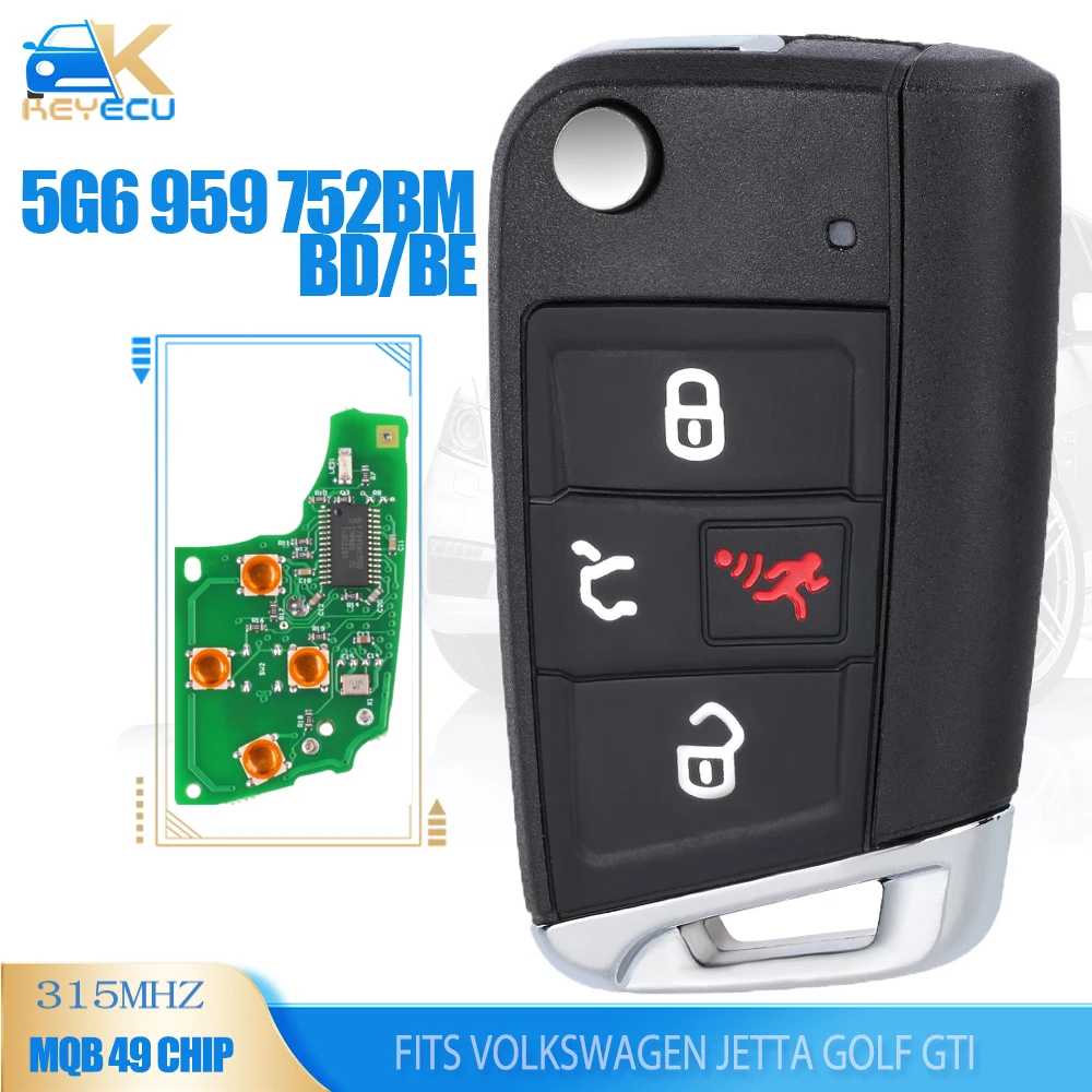 KEYECU-NBGFS25C1-NBGFS12P01-ASK-315MHz-MQB48-Remote-Key-Fob-for ...