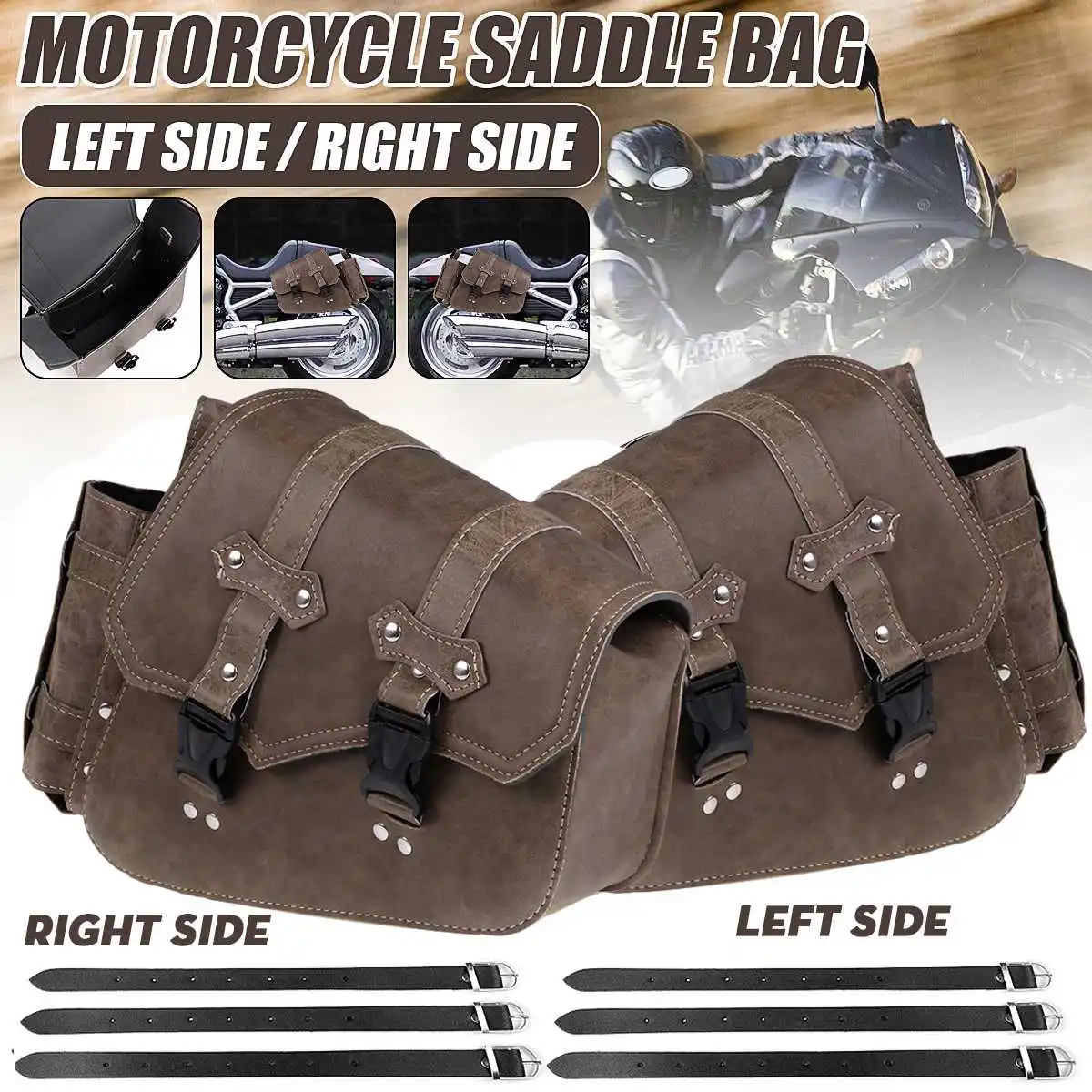 Motorcycle Saddlebags Tool Bags Luggage Storage Pouch Vintage Brown Waterproof Saddle Bag For ...