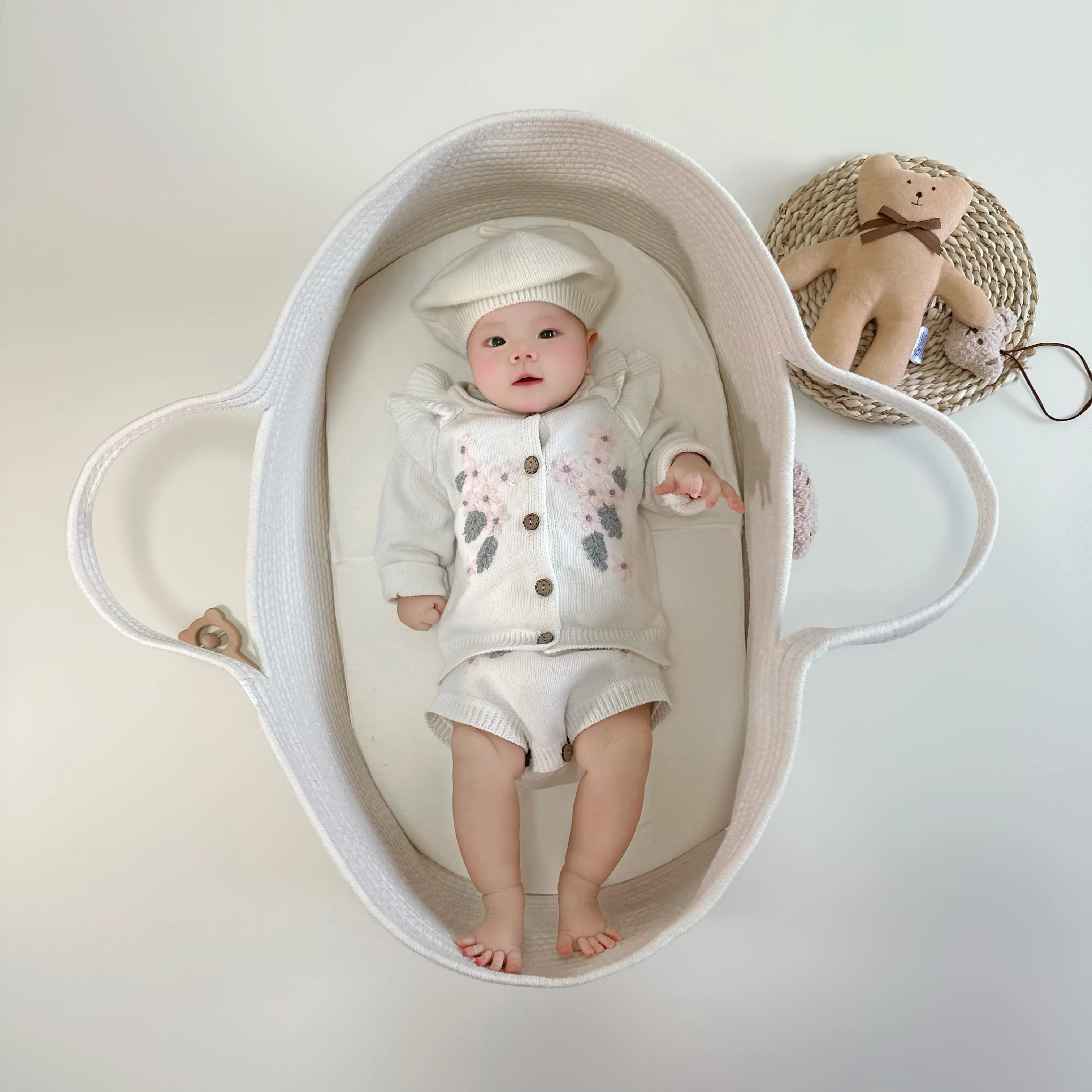 Good Looking Baby Sleeping Cradle, Cotton Rope Woven Crib, Baby Diaper ...