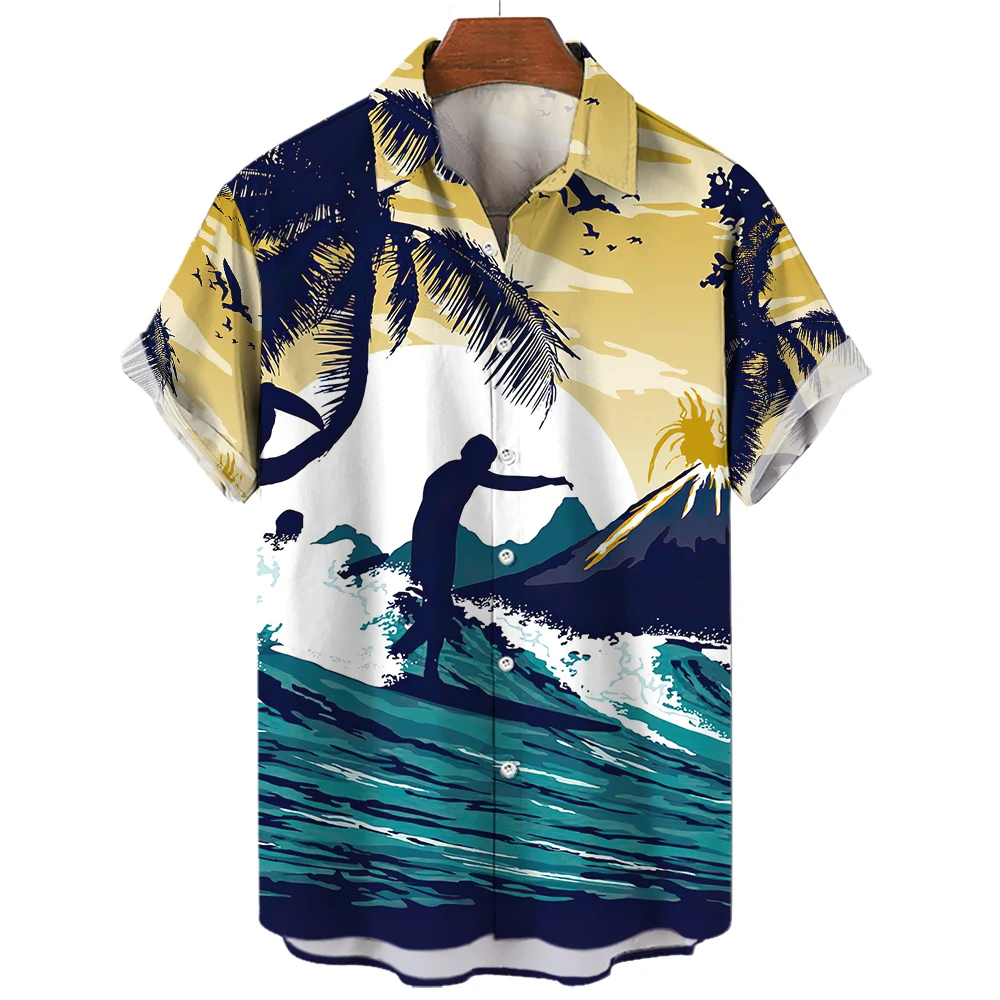 2023-Kokospalm-Shirts-Voor-Heren-3d-Bedrukt-Heren-Hawaiian-Shirt-Strand ...