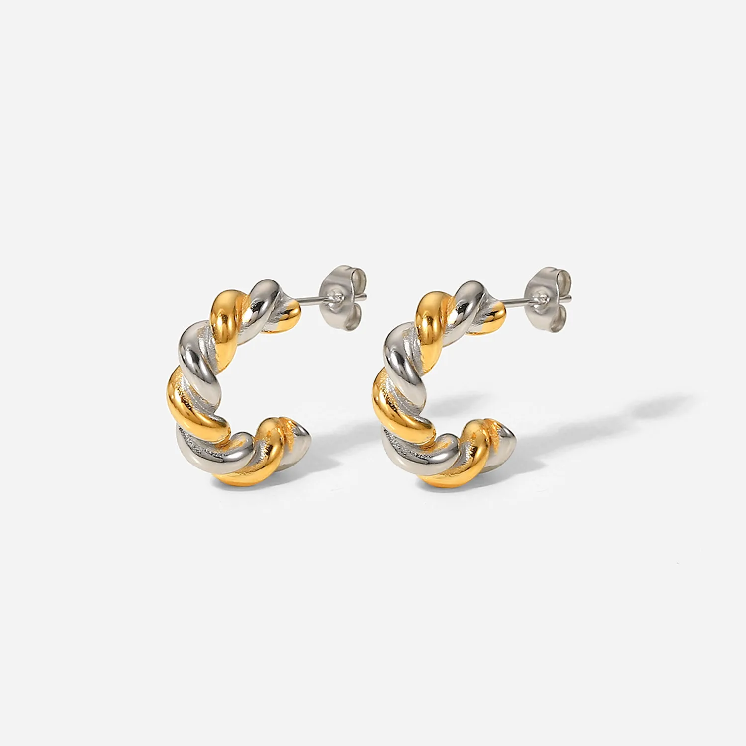 IVIAPRO C Shape Rope Chain Hoop Earrings